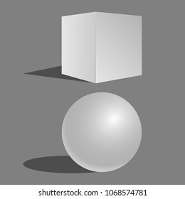 Geometric Figures White Cube Ball On Stock Vector (Royalty Free ...
