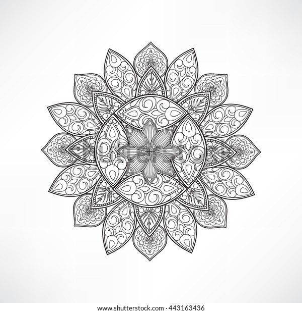 Geometric Flower Mandala Coloring Mandala Vector: vetor stock (livre de ...