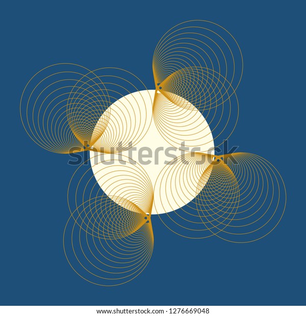 Geometric Frame Moon Wings Gold Ivory Stock Vector (Royalty Free ...