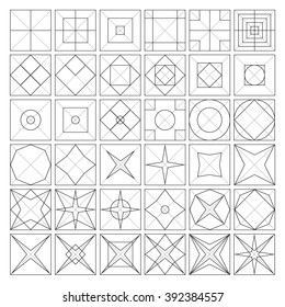 Geometric Grids Transformation Various Shapes Square: vector de stock ...