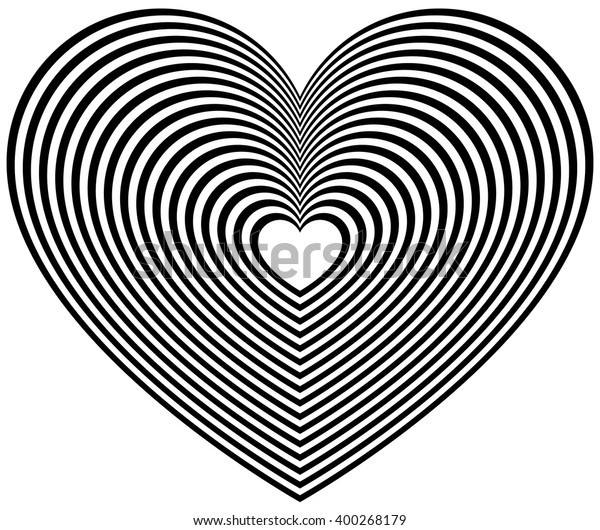 Geometric Heart Shape Radiating Outlines Stylized Stock Vector (Royalty ...