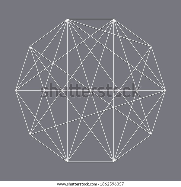 Geometric Hexagon Decagon Polygon Diagonal Angles Stock Vector (Royalty ...