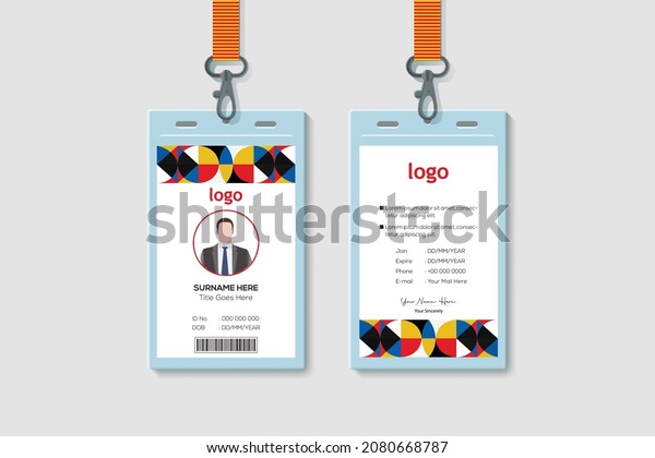 Geometric Id Card Template Vertical Doublesided Stock Vector (Royalty ...