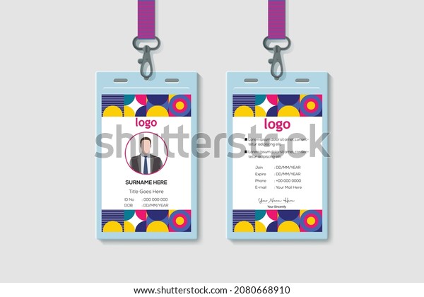 Geometric Id Card Template Vertical Doublesided Stock Vector (Royalty ...