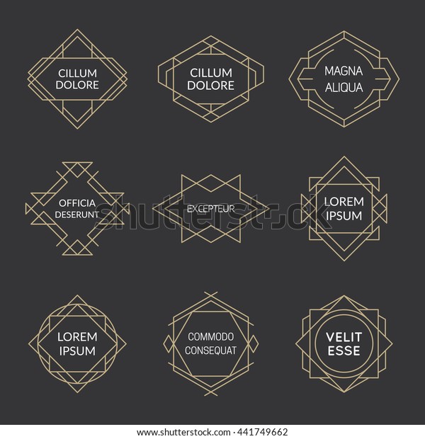 Geometric Line Art Frames Set Futuristic Stock Vector (Royalty Free ...