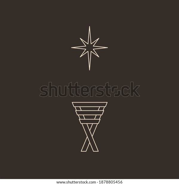 Geometric Line Drawing Manger Star Bethlehem Stock Vector (Royalty Free ...