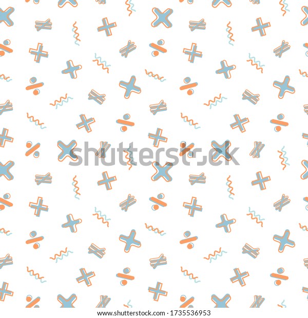 Geometric Memphis Math Symbol Seamless Pattern Stock Vector (Royalty ...