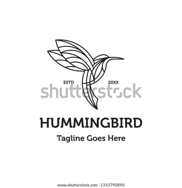 Geometric Monoline Hummingbird Logo Icon Vector Stock Vector (Royalty ...