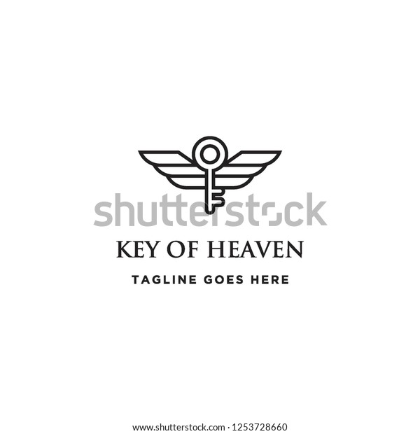 Geometric Monoline Key Wings Key Heaven Stock Vector (Royalty Free ...