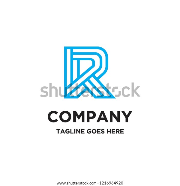 Geometric Monoline Letter R Initial Logo Stock Vector (Royalty Free ...