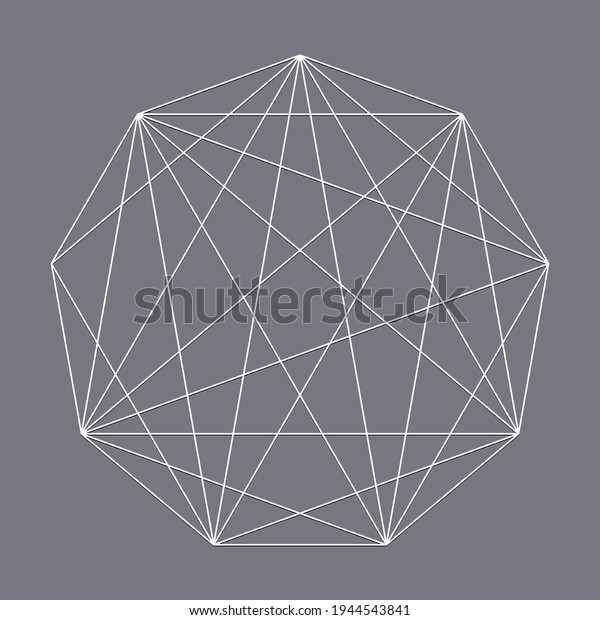 Geometric Nine Angles Nonagon Polygon Diagonal Stock Vector (Royalty ...
