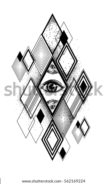 Geometric Pattern Diamond Sketch Tattoo Vector Stock Vector (Royalty ...