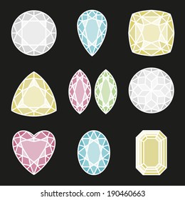 Set Vector Line Art Gems Jewels Stock Vector (Royalty Free) 1047034558 ...