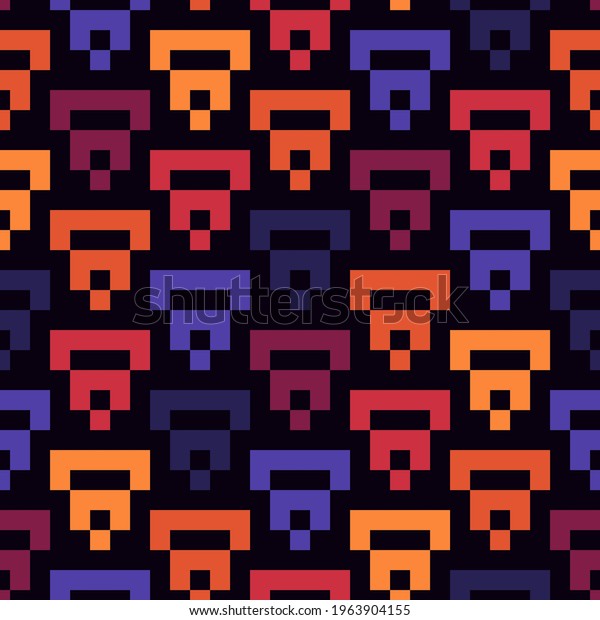 Geometric Pixel Art Seamless Pattern Retro Stock Vector (Royalty Free ...