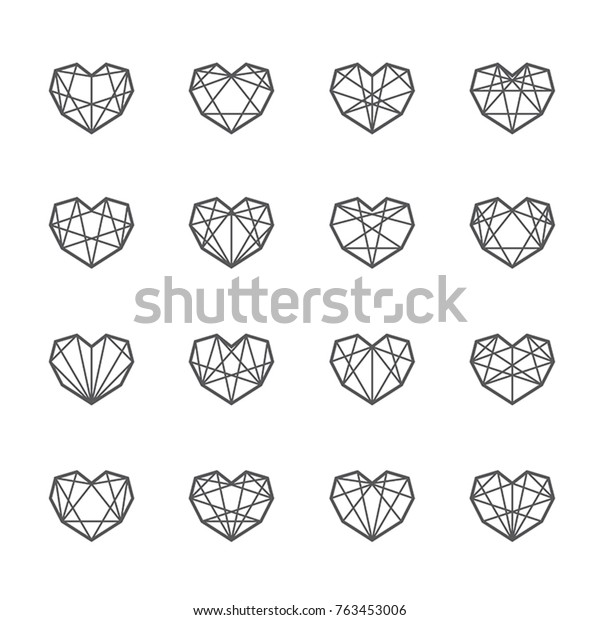 Geometric Polygon Heart Designs Stock Vector (Royalty Free) 763453006