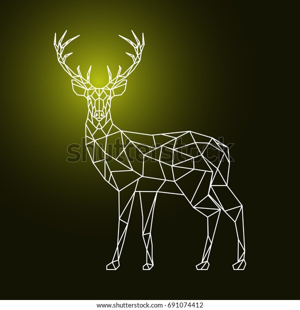 Geometric Polygonal Deer On Dark Background Stock Vector (Royalty Free ...
