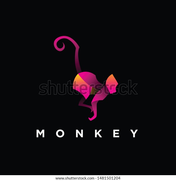 Geometric Purple Monkey Logo Design Vector Stock Vector (Royalty Free ...