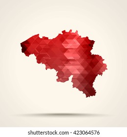 Geometric Red Map Belgium Flag Colors Stock Vector (Royalty Free ...