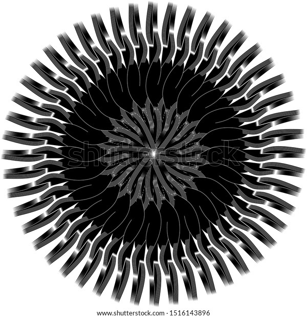 Geometric Round Pattern Ornament Black Stripes Stock Vector (Royalty ...