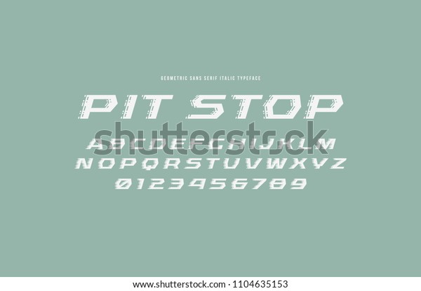 Geometric Sans Serif Italic Font Racing Stock Vector (Royalty Free ...