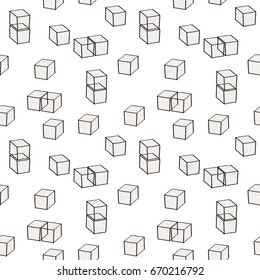 Handdrawn Doodle Seamless Pattern Cubes Geometric Stock Vector (Royalty ...