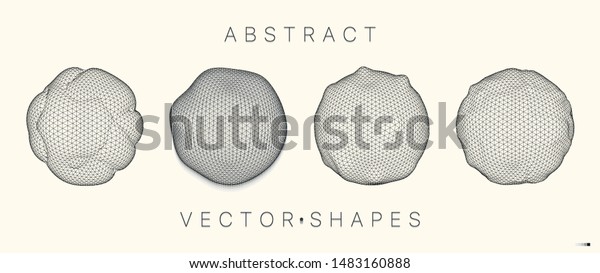Geometric Shape Design Wireframe Illustration Molecular Stock Vector ...