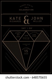Geometric Shape Wedding Invitation Card Template: เวกเตอร์สต็อก (ปลอด ...