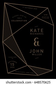 Geometric Shape Wedding Invitation Card Template: vector de stock ...