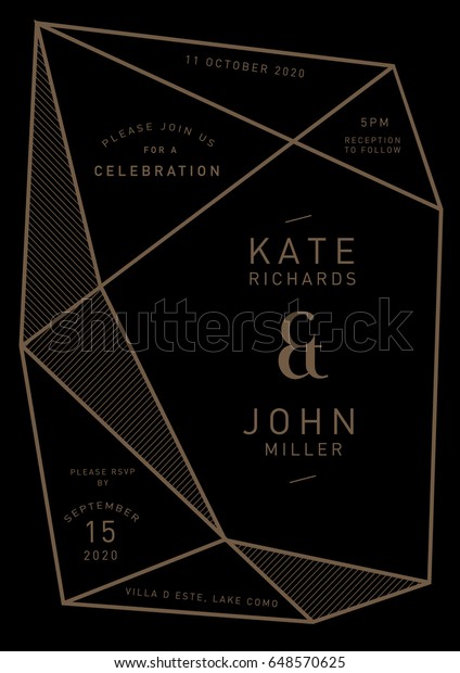 Geometric Shape Wedding Invitation Card Template Stock Vector (Royalty ...