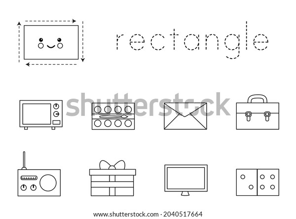 Geometric Shapes Children Rectangle Black White Stock Vector (Royalty ...
