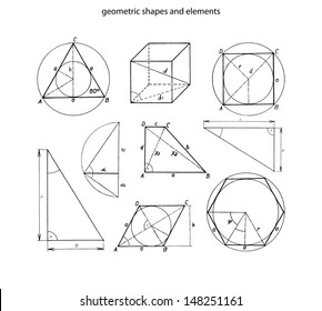 Geometric Shapes Elements Dimensions Illustration Stock Vector (Royalty ...