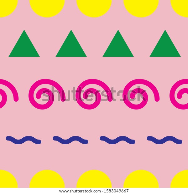 Geometric Shapes Horizontal Stripe On Pink Stock Vector (Royalty Free ...
