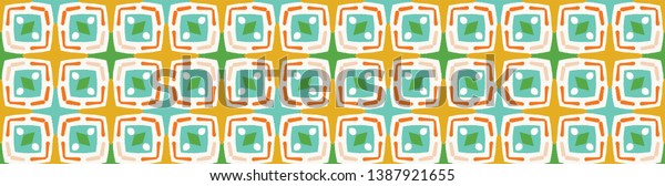Geometric Squares Dot Shapes Seamless Border Stock Vector (Royalty Free ...