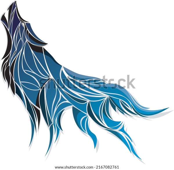 Geometric Stylized Black Blue Wolf Tattoo Stock Vector (Royalty Free ...