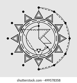 Geometric Sun Tattoo Design Stock Vector (Royalty Free) 499578358 ...