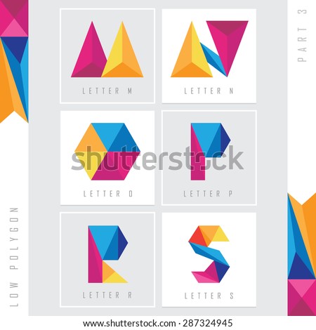 Geometric Triangular Low Polygon Alphabet Letters Stock Vector (Royalty ...