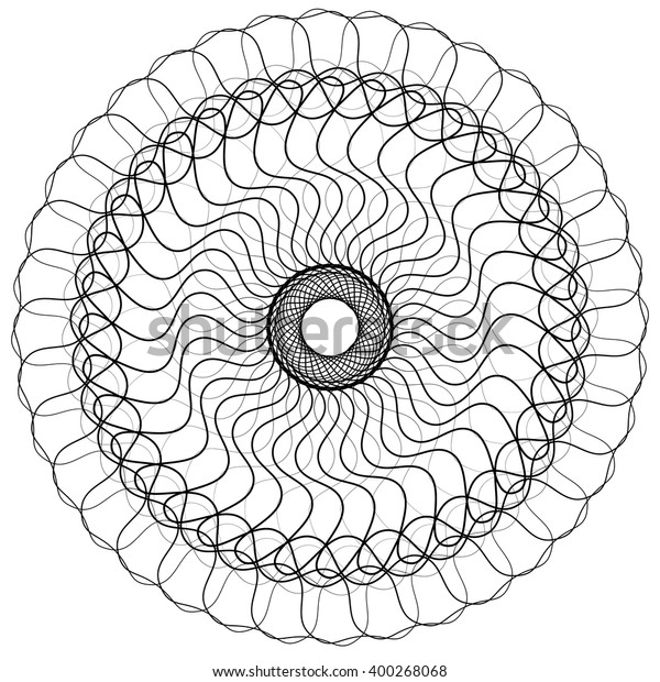 Geometric Uncolored Mandala Element Concentric Spirally Stock Vector ...
