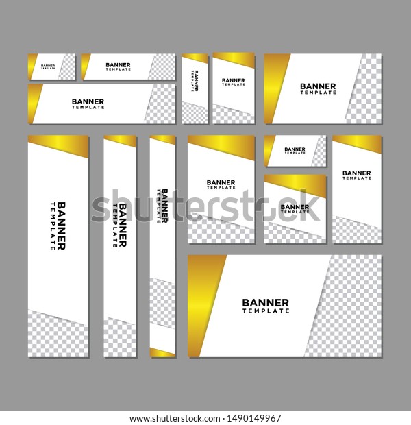Geometric Web Banners Templates Standard Sizes Stock Vector (Royalty ...
