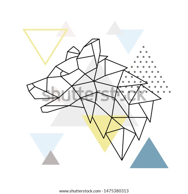 Geometric Wolf Silhouette On Triangle Background Stock Vector (Royalty ...