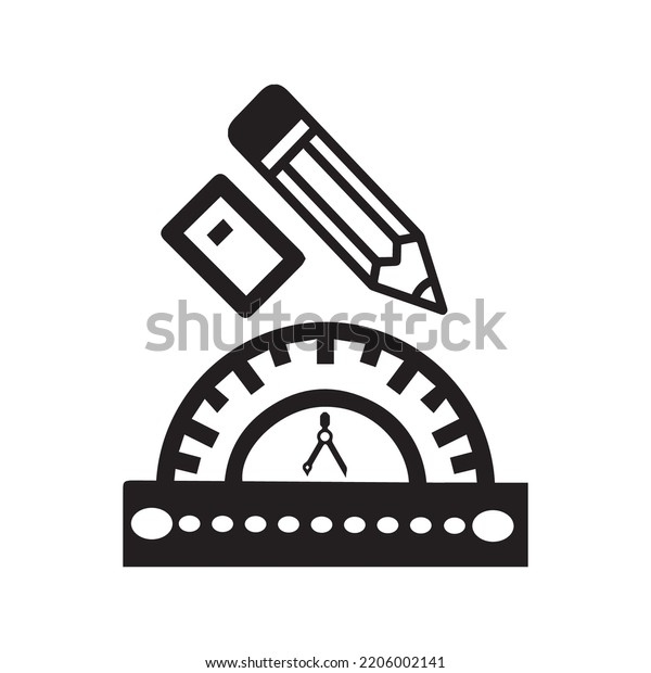 Geometry Pencil Scale Icon Black Vector Stock Vector (Royalty Free ...