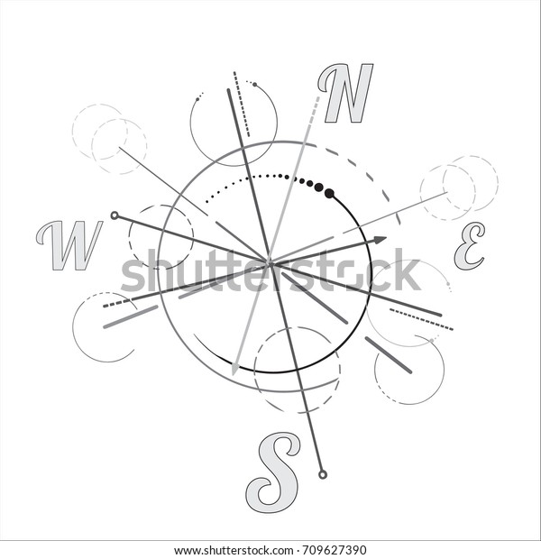 Geometry scheme sacred compass round line symbol