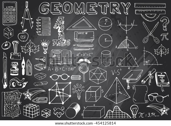 Geometry Science Doodle Hand Drawn Elements Stock Vector (Royalty Free ...