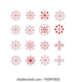 Geometry Snowflakes Set Icons Vector Graphics Stock Vector (Royalty ...