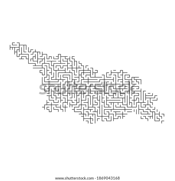 Georgia Map Black Pattern Maze Grid Stock Vector (Royalty Free ...