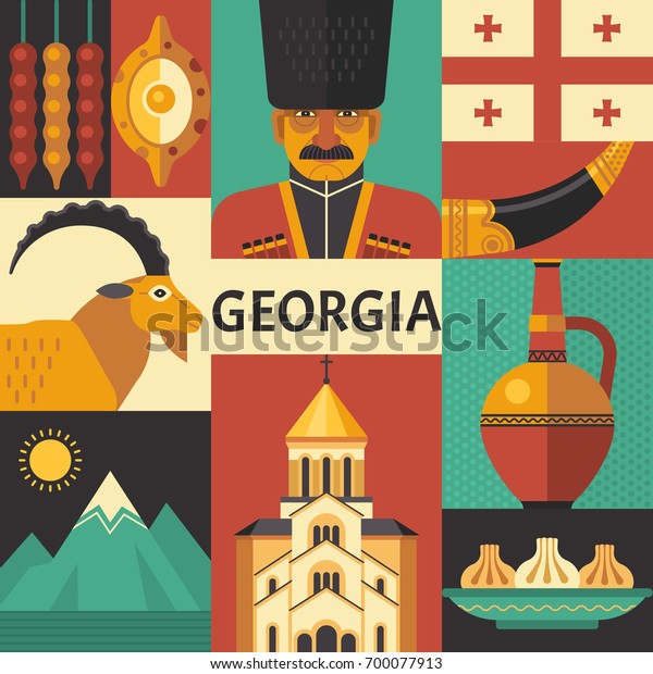 Georgia Poster Concept Vector Illustration Georgian Stock Vector ...