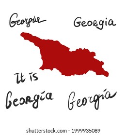 Georgia World Map Red Color On Stock Vector (Royalty Free) 1999935089 ...