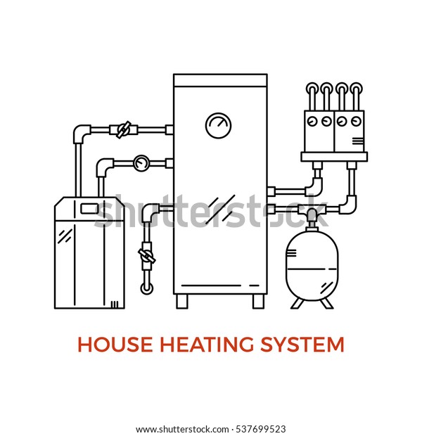 Geothermal House Heating System Vector Illustration Stock Vector ...
