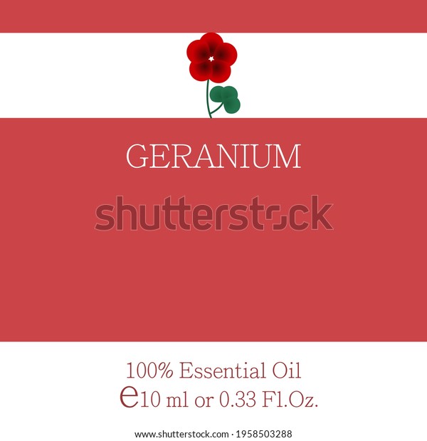 Geranium Essential Oil Label Design Cosmetics Stock Vector (Royalty ...