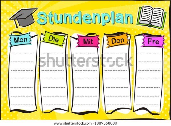 German Bright Template School Schedule 5: เวกเตอร์สต็อก (ปลอดค่า ...