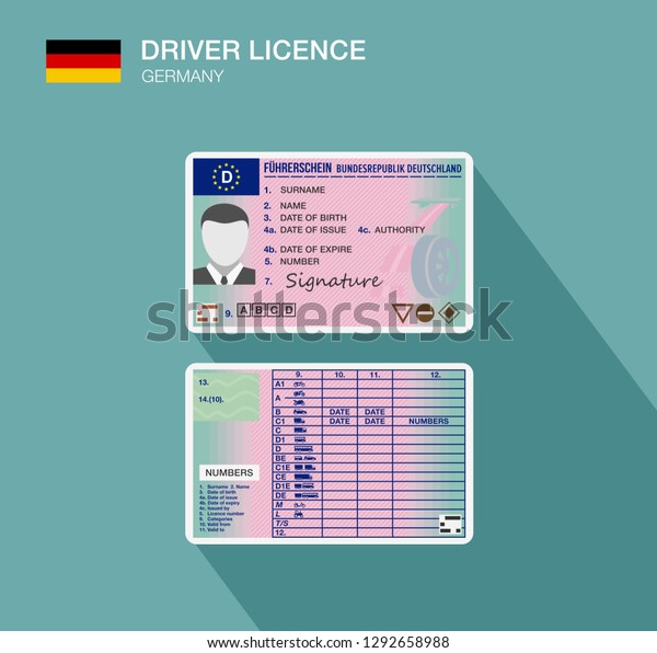 German Car Driver License Identification Flat Stock Vector (Royalty ...